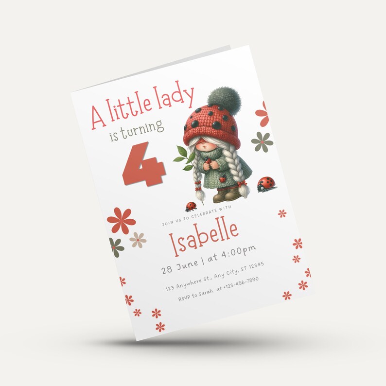 Editable Ladybug 4th Birthday Invitation | DIY Personalized Ladybug ...
