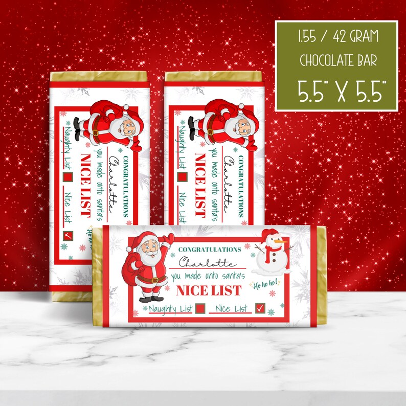 Christmas Candy Bar Wrapper Template,holiday Party Favor, Stocking ...