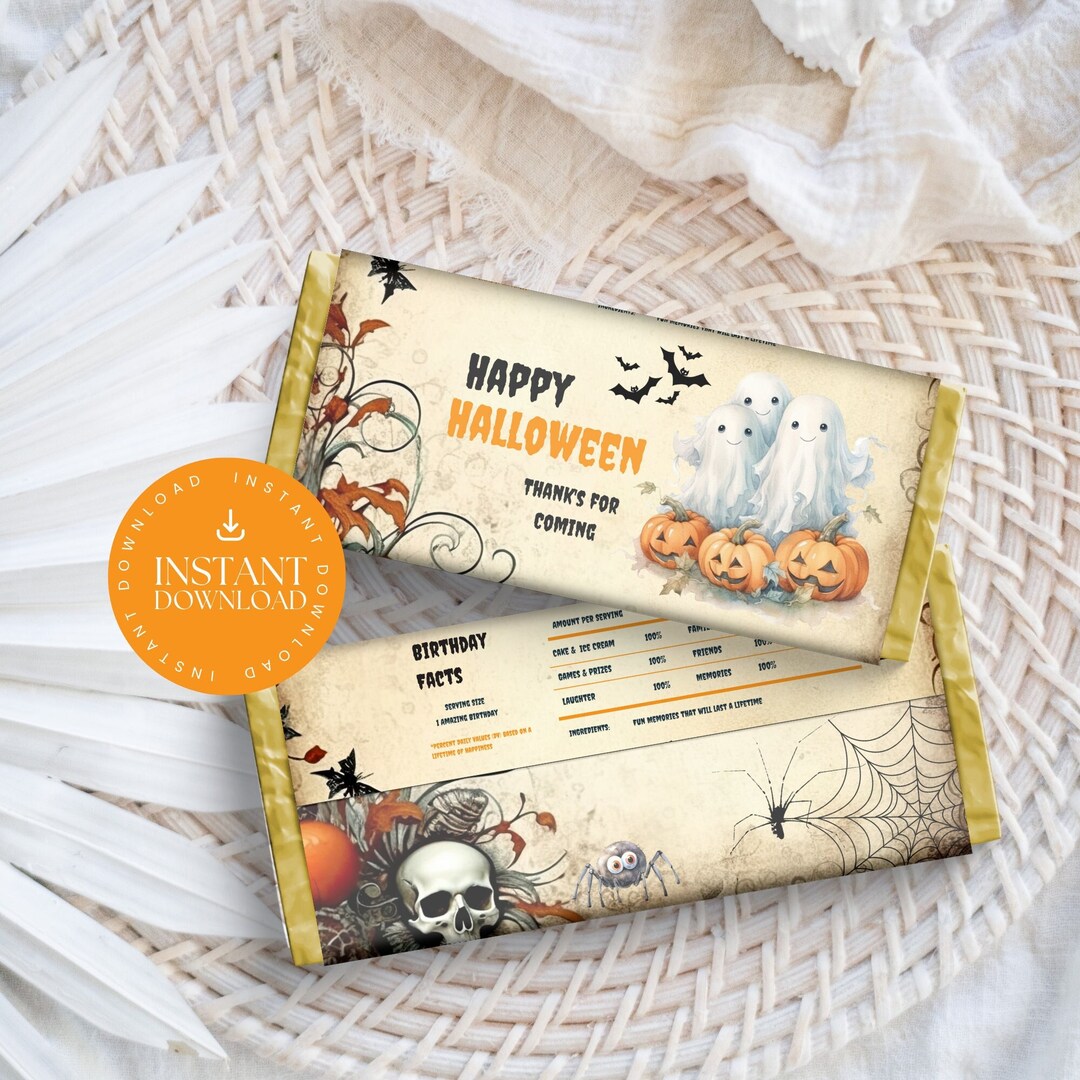 Halloween Chocolate Bar Wrapper DIY Thank You Favor - Instant Download ...