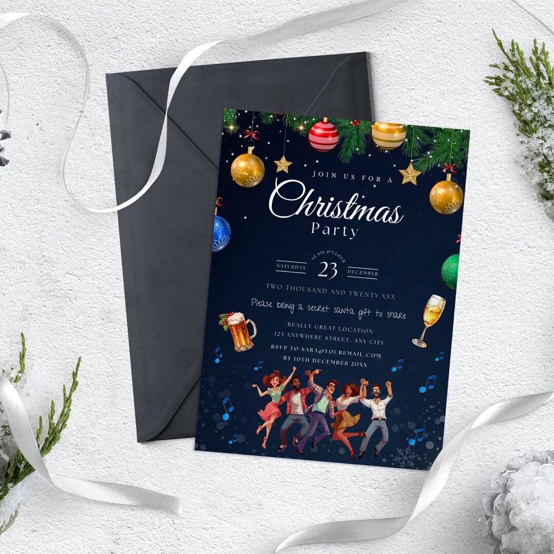 Christmas Holiday Work Party Invitation Template Instant Download ...