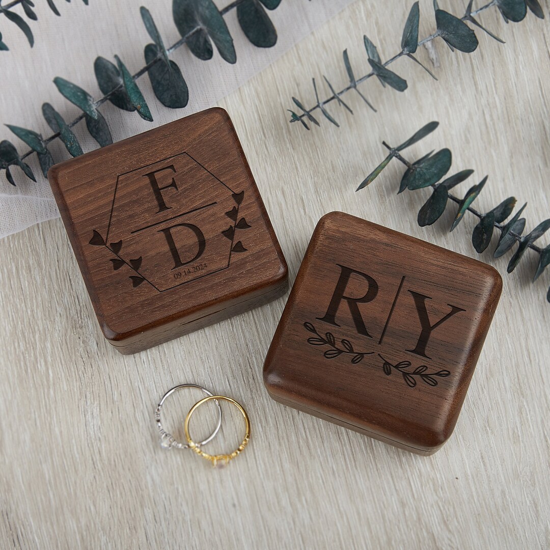 Personalized Engraving Wooden Ring Box, Proposal Engagement Ring Box ...