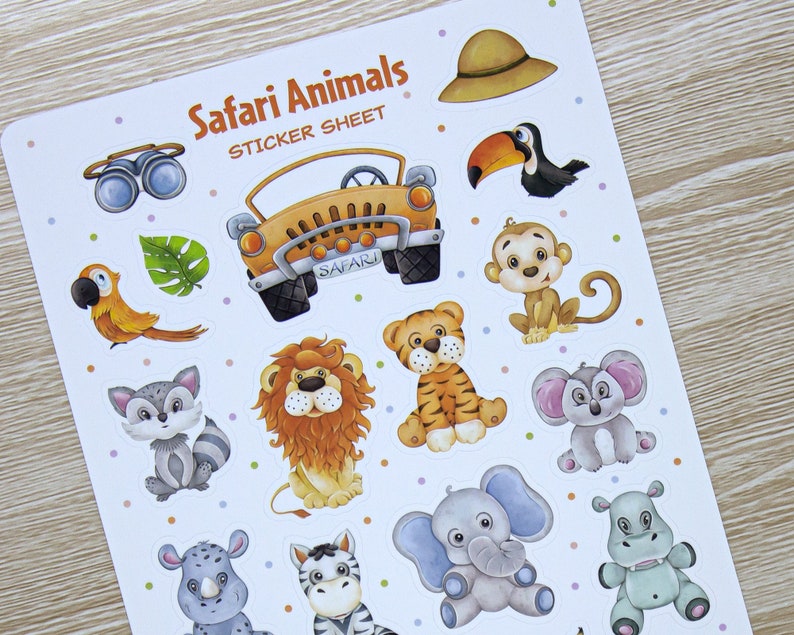 Safari Sticker Sheet Bullet Journal Scrapbooking Cute - Etsy