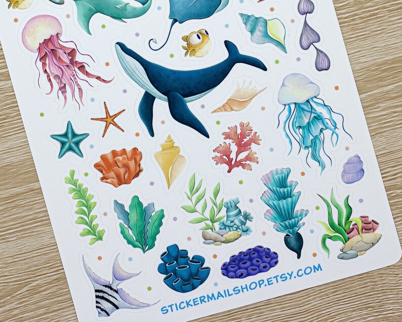 Under the Sea Sticker Sheet Bullet Journal Scrapbooking Cute - Etsy