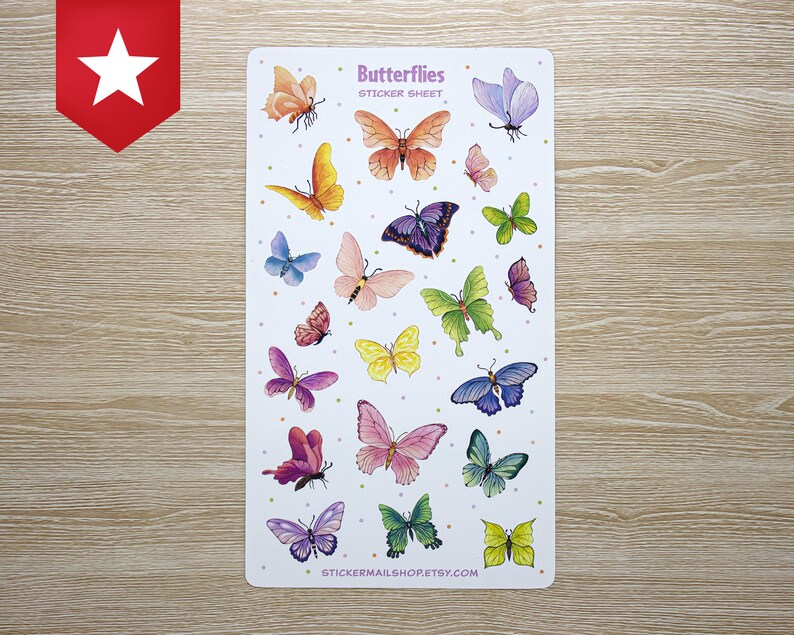 Butterfly Sticker Sheet Bullet Journal Scrapbooking Cute Decorative Stickers Supplies Colorful ...