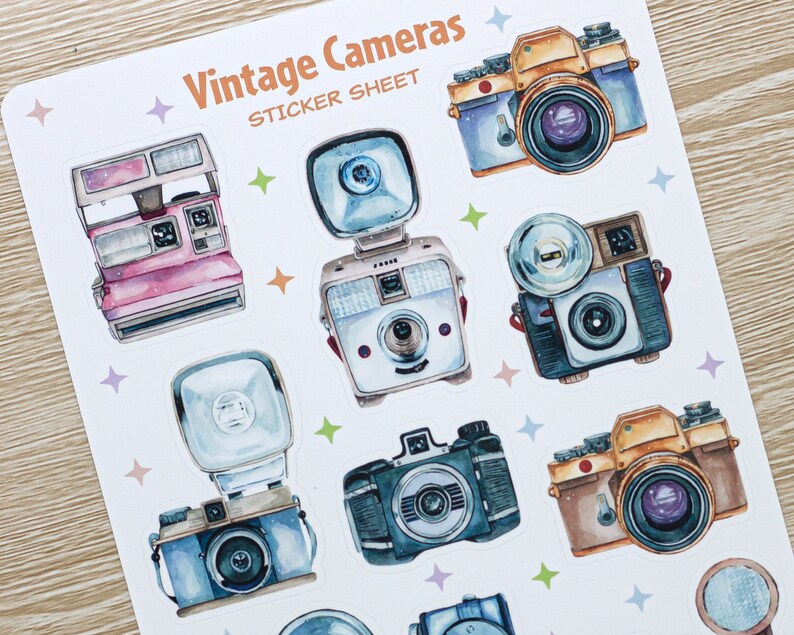 Vintage Camera Sticker Sheet Bullet Journal Scrapbooking Cute ...