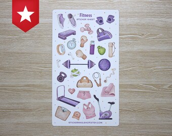 GYM EXERCISE Sticker Sheet // Aesthetic Cute Fitness Workout Strong ...