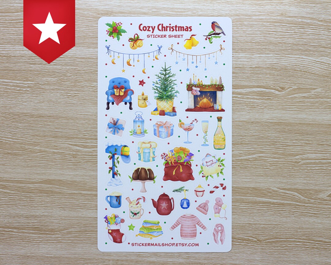 Cozy Christmas Sticker Sheet Bullet Journal Scrapbooking Cute ...