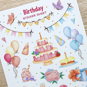 Happy Birthday Sticker Sheet Bullet Journal Scrapbooking Cute ...