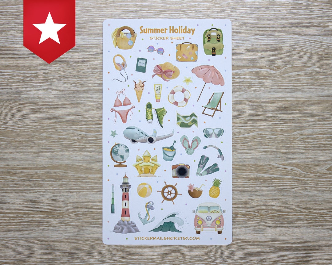 Summer Holiday Sticker Sheet Bullet Journal Scrapbooking Cute ...