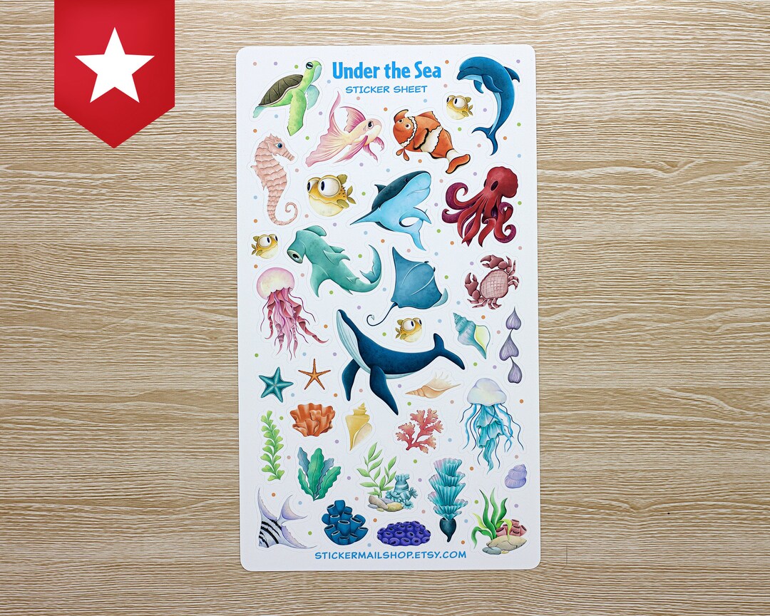 Under the Sea Sticker Sheet Bullet Journal Scrapbooking Cute - Etsy