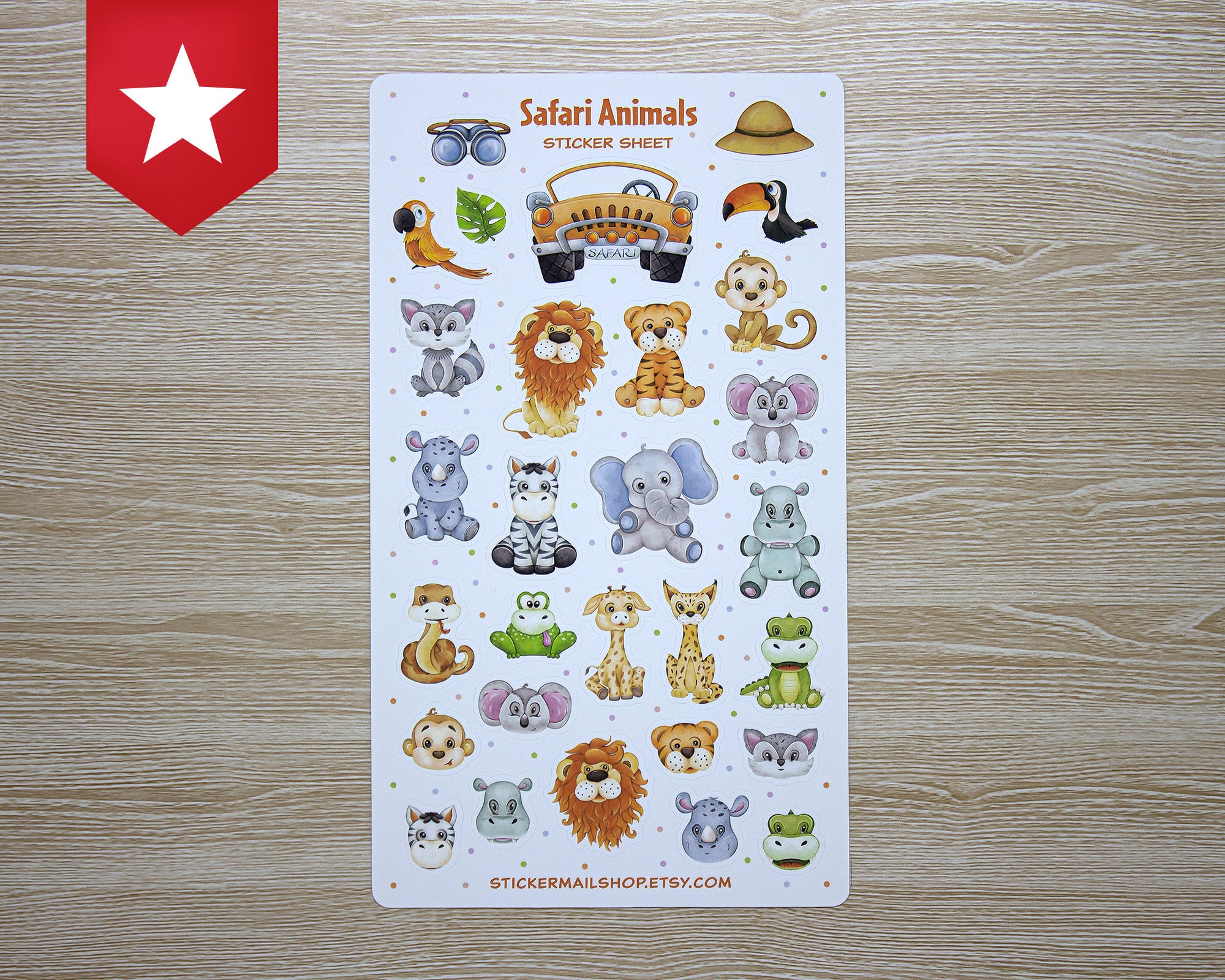 Safari Sticker Sheet Bullet Journal Scrapbooking Cute - Etsy