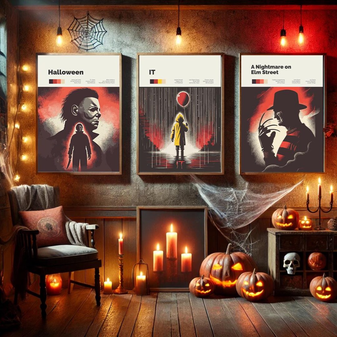 Halloween Horror Movie Poster Set: Minimalist Prints (digital Download ...