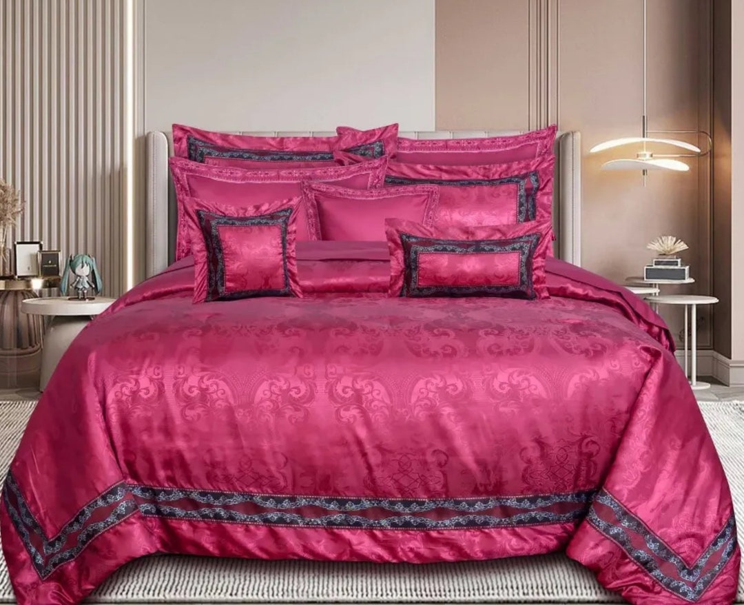 10 Pieces King Size Luxury Jacquard Comforter Set King Size Elegant ...