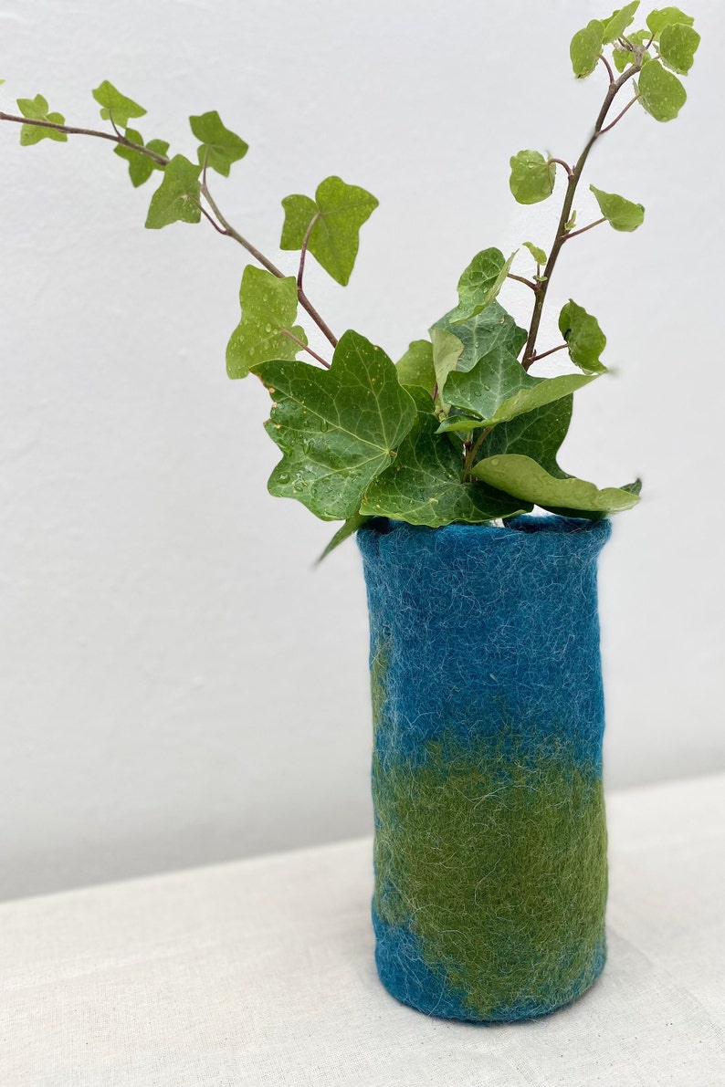 Natural Felt Vase for Flowers, Felted Plant Pot Cover, Recycled Glass ...
