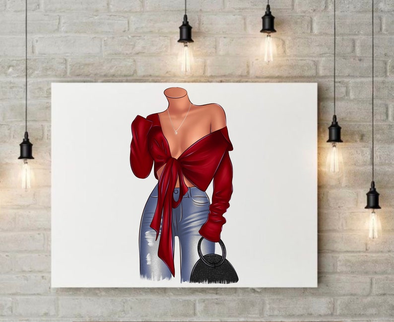 Headless Girl Clipart Fashion Illustration African American - Etsy