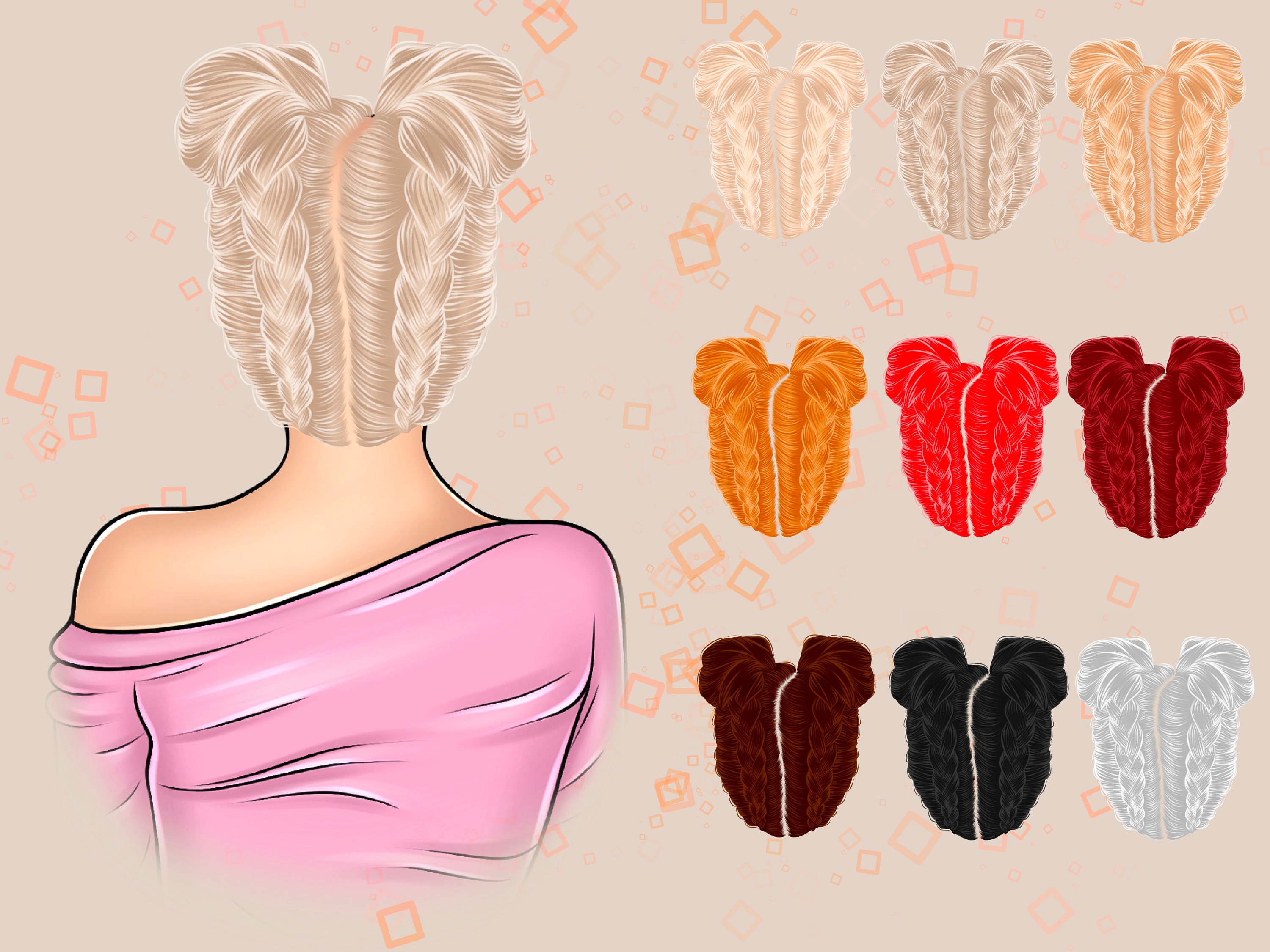 Hairstyle Clipart Hair Clipart Back View Clipart Natural - Etsy