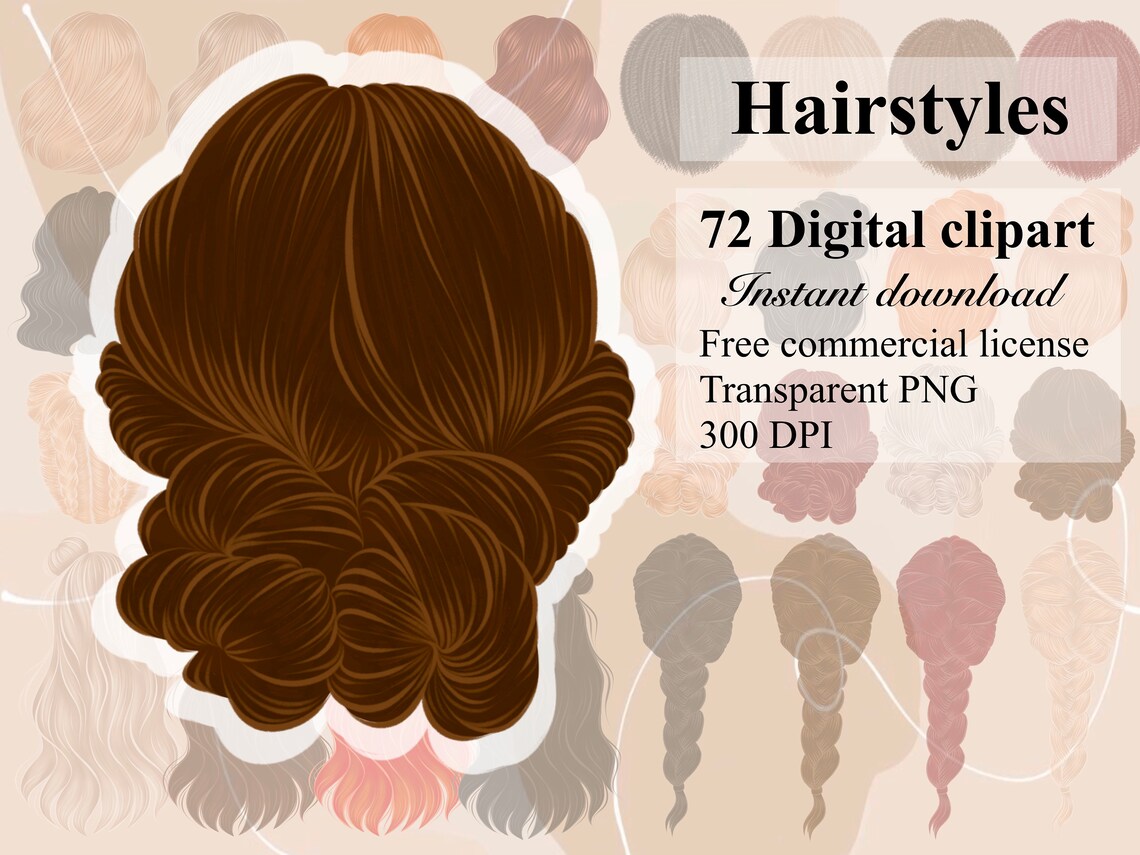 Hairstyle Clipart Hair Clipart Back View Clipart Natural - Etsy