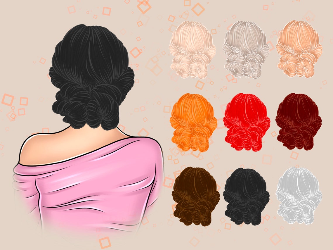Hairstyle Clipart Hair Clipart Back View Clipart Natural - Etsy