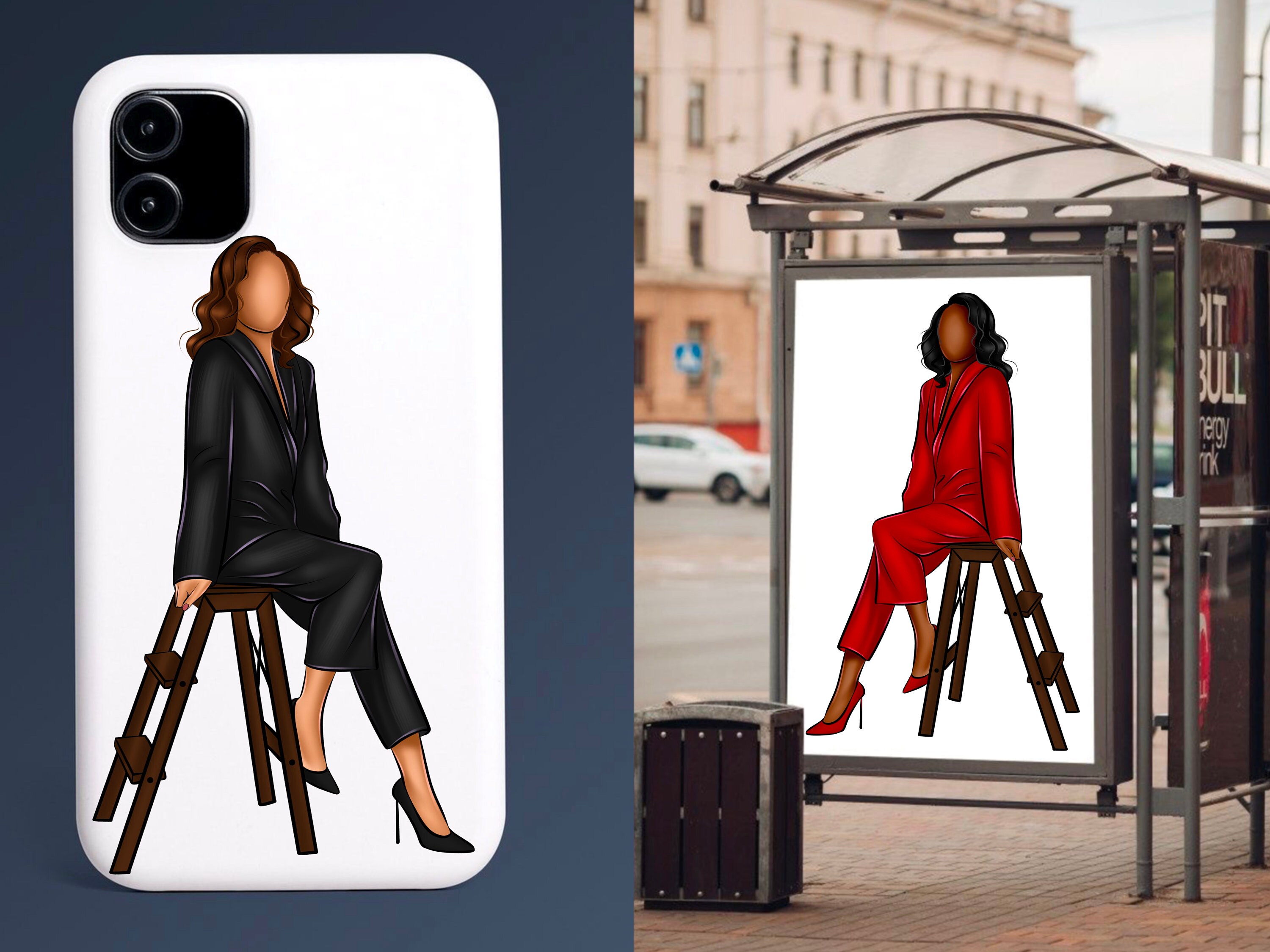 Faceless Clipart, Boss Girl Clipart, Fashion Illustration, African ...