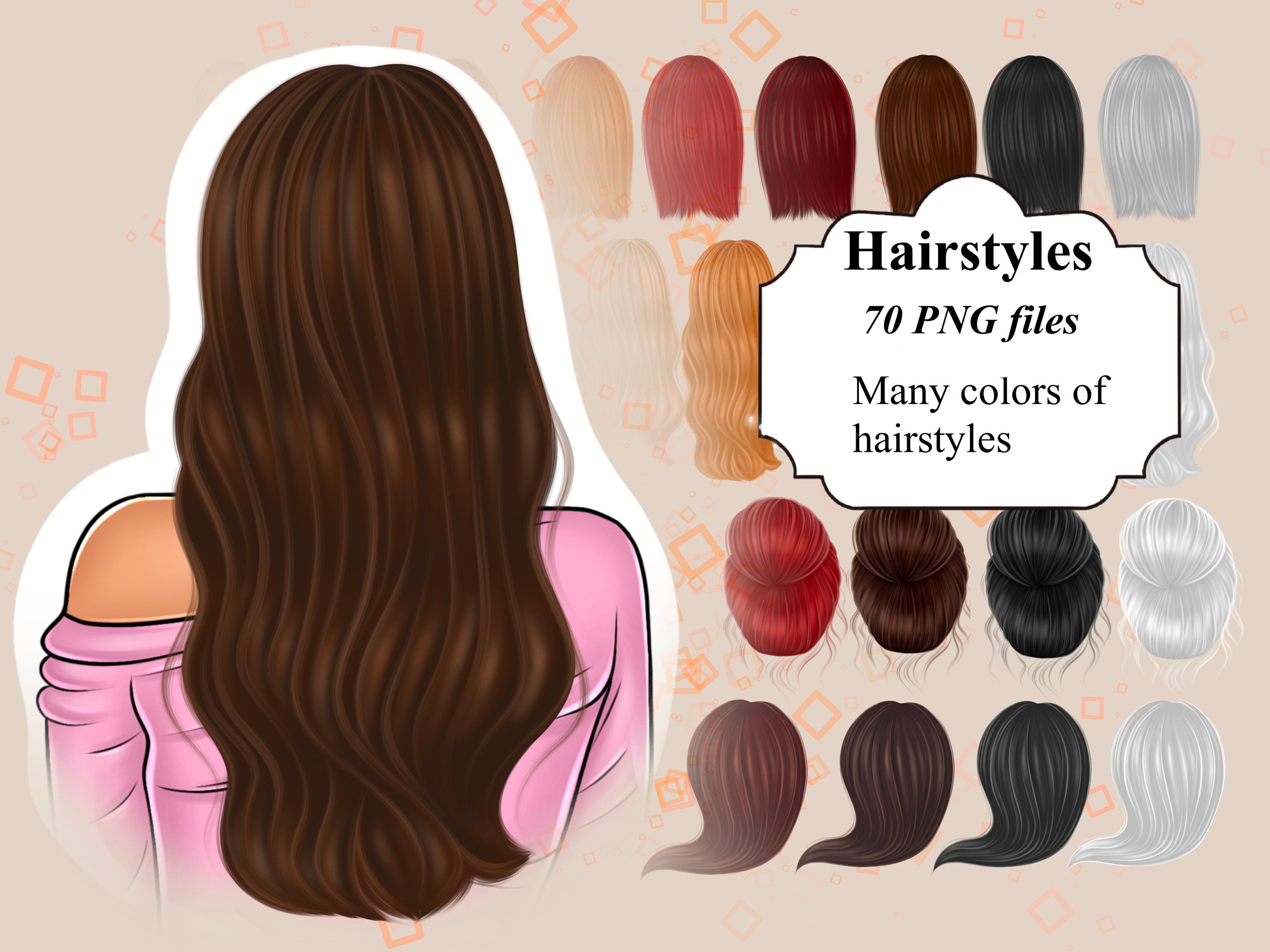 Hair Clipart, Back View Clipart, Natural Hair, Hairstyle Clipart, Hair ...