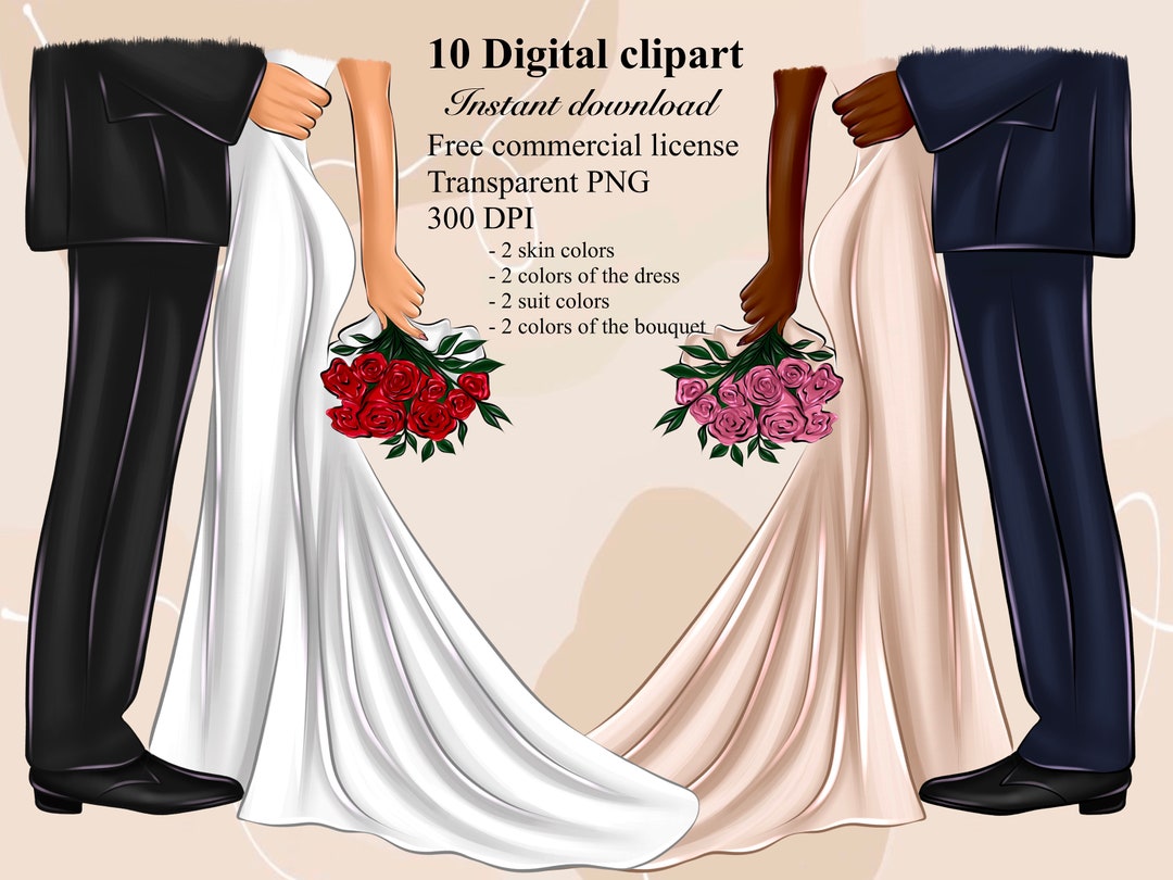 Bride and Groom Clipart, Wedding Dress Clipart, Wedding Clipart ...