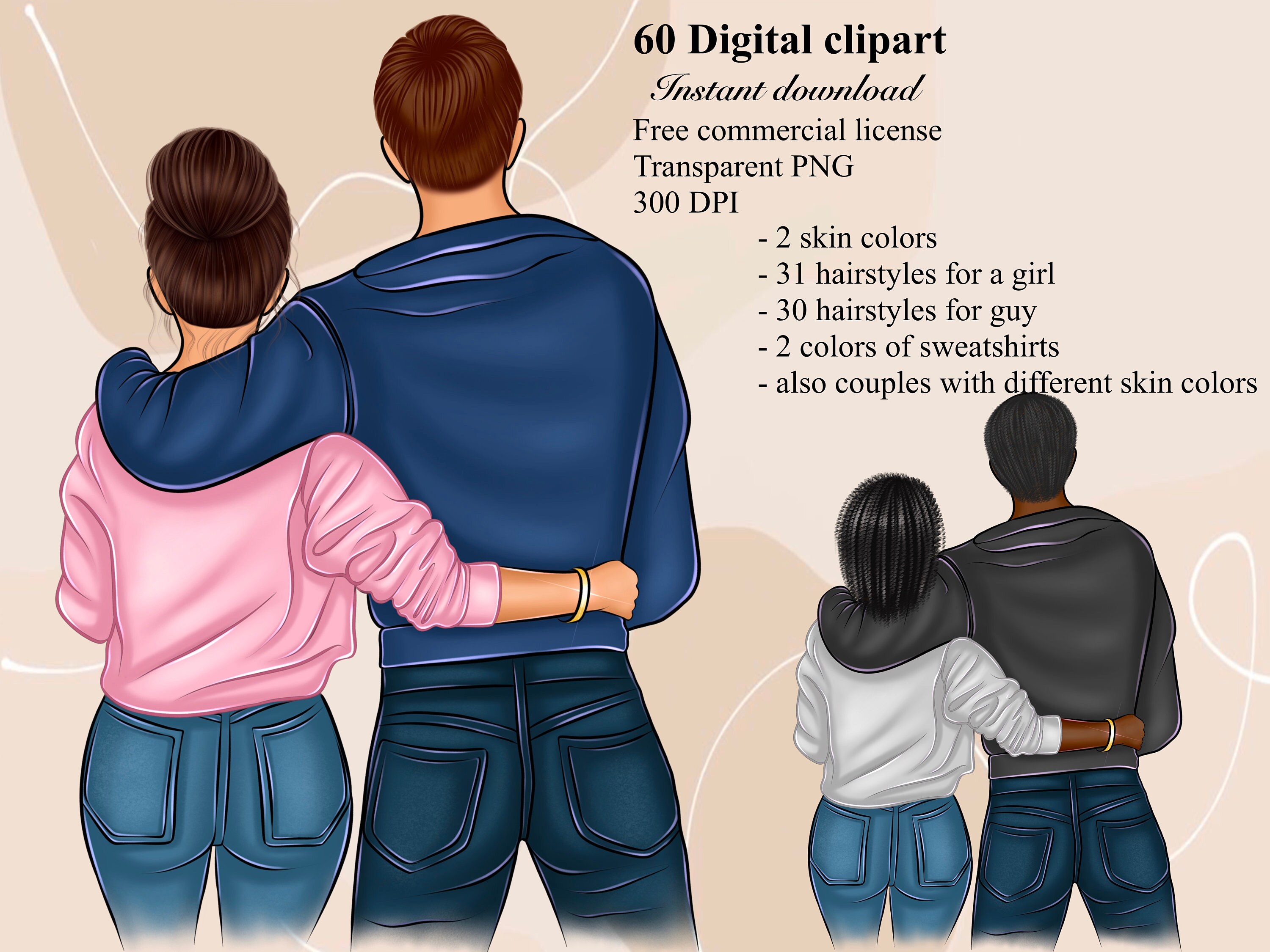 Couple Clipart Boyfriend Clipart Family Clipart Fashion - Etsy