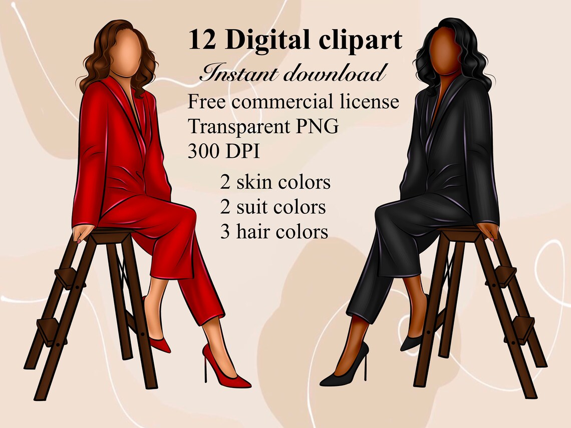 Faceless Clipart Boss Girl Clipart Fashion Illustration - Etsy