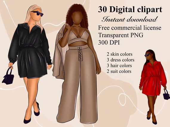 Faceless Clipart Boss Girl Clipart Fashion Illustration - Etsy