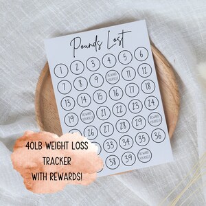 40 Pound Weight Loss Tracker Printable, 40 Lbs, Weight Loss Journal, 40 ...