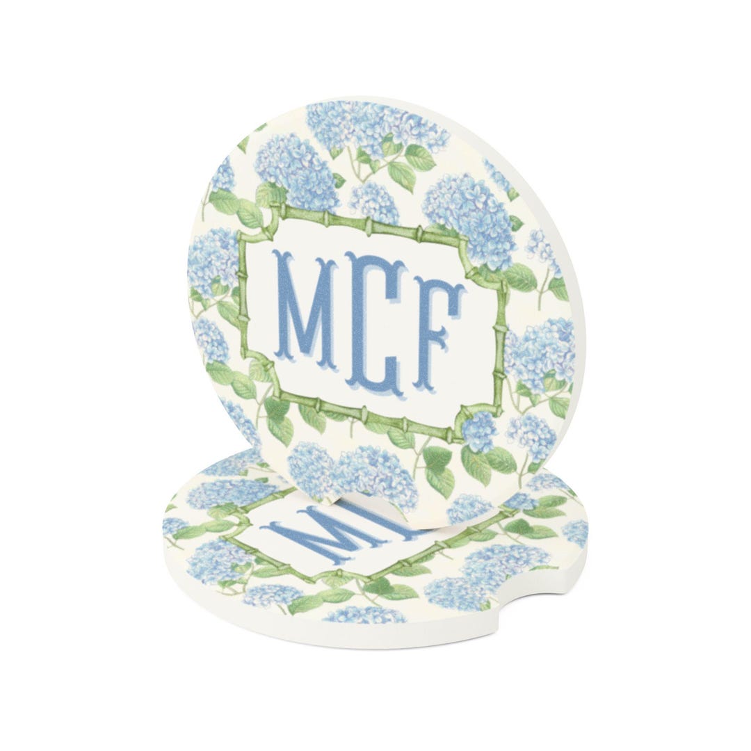 Blue Hydrangea Car Coasters: Personalized Sandstone Auto Accessories - Etsy