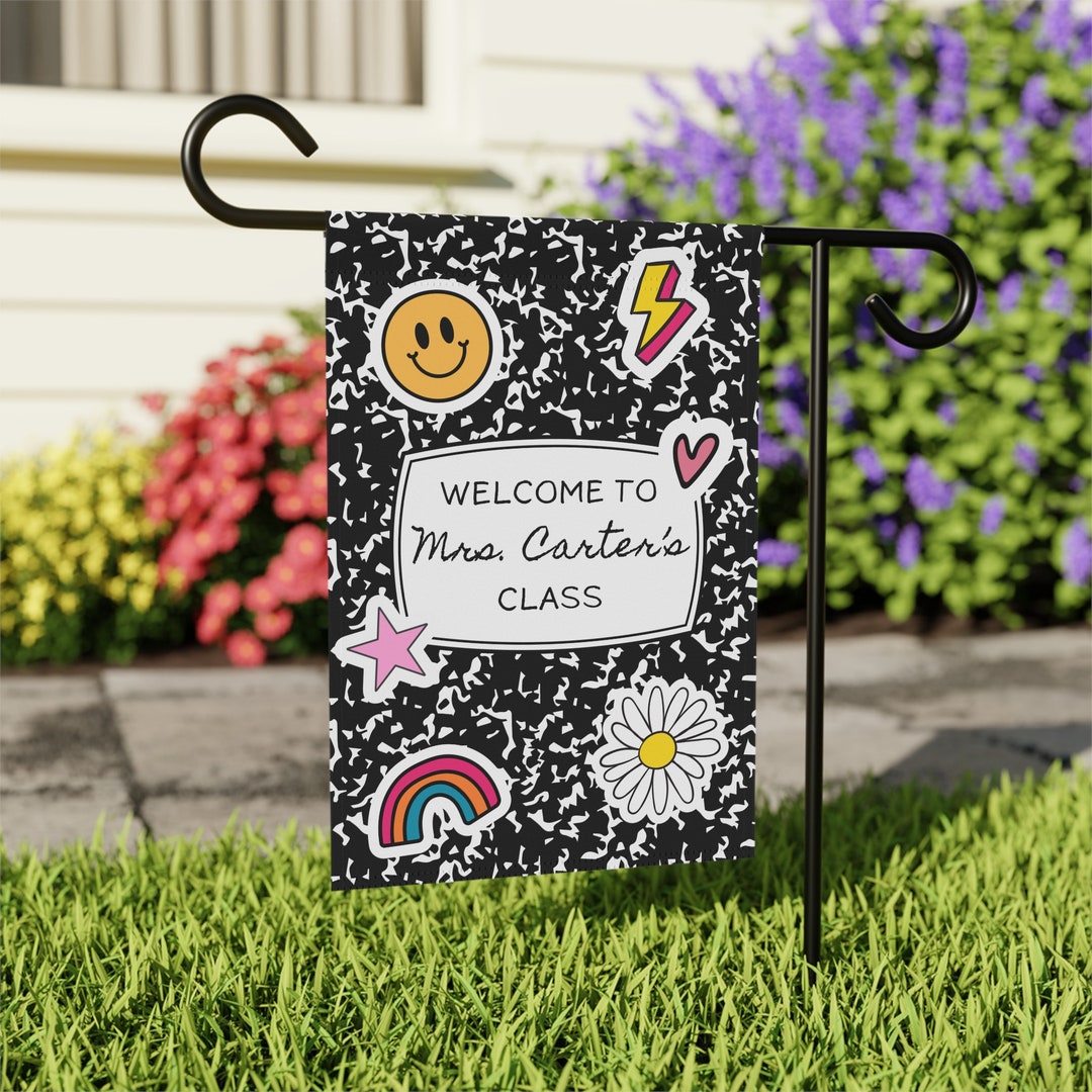 Personalized Teacher Garden Flag, Welcome to My Classroom Banner ...