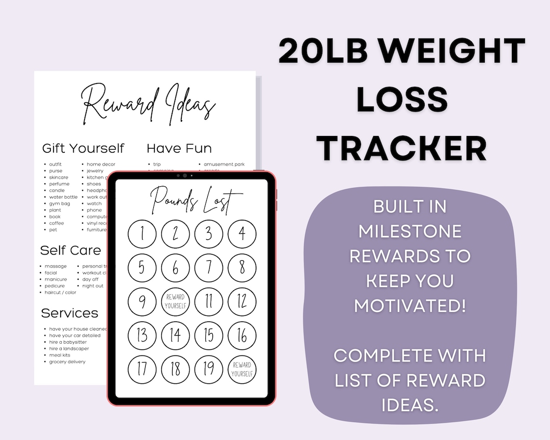 20 Pound Weight Loss Printable, Weight Loss Tracker, Twenty Pound ...