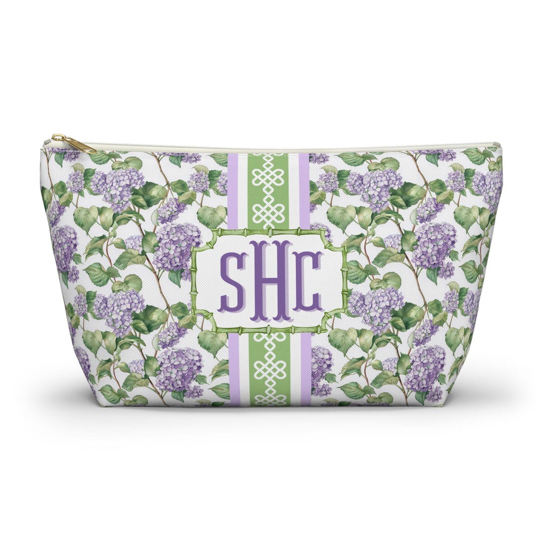 Purple Hydrangea Floral Pouch, Monogrammed Mahjong Tile Bag - Etsy