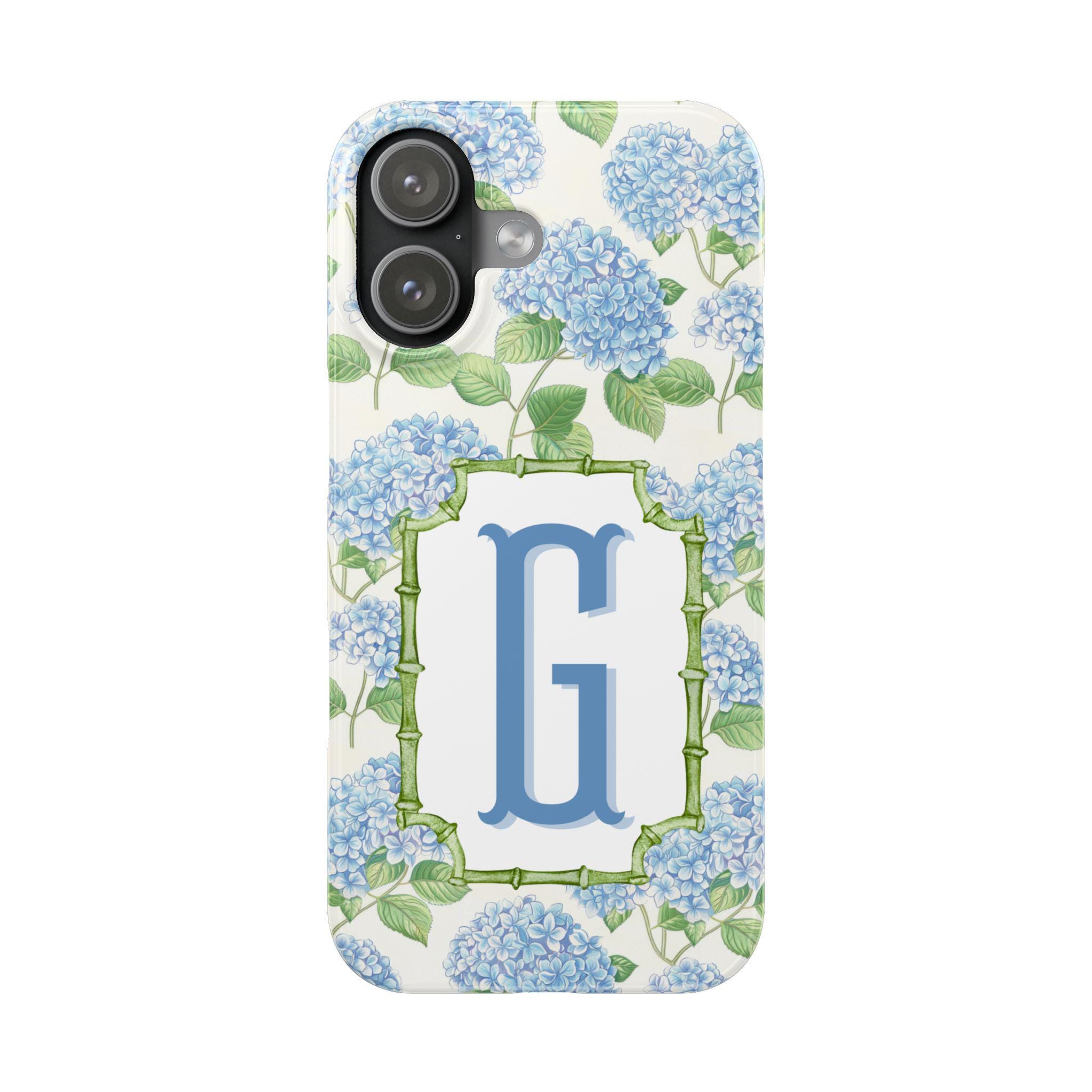 Blue Hydrangea Monogram Phone Case | Preppy iPhone Accessory - Etsy