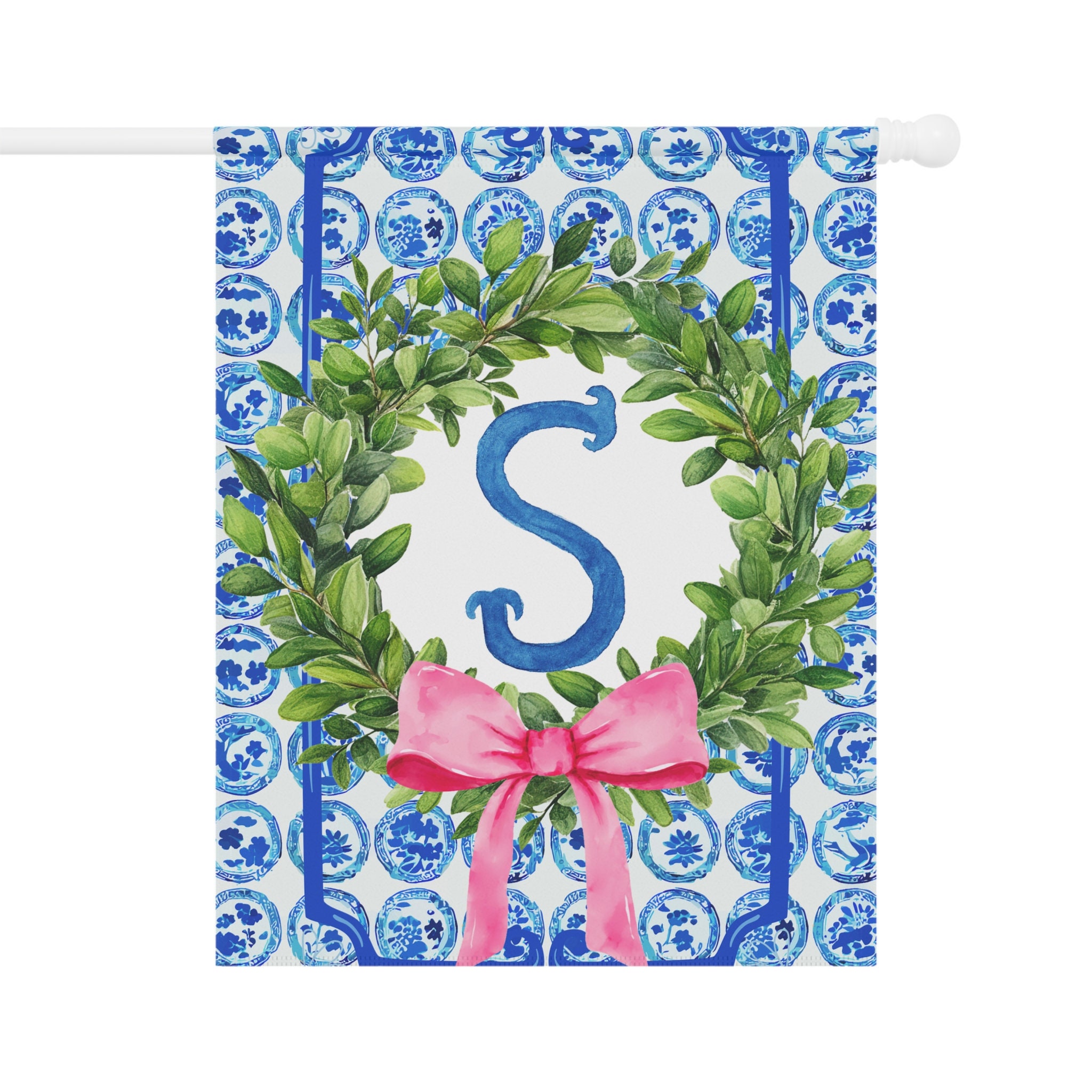 Personalized Flag, Monogram Garden Banner, Custom Decor, Chinoiserie ...