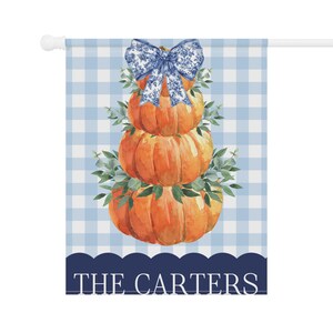 Custom Fall Welcome Flag, Personalized Autumn Garden Flag, Chinoiserie ...