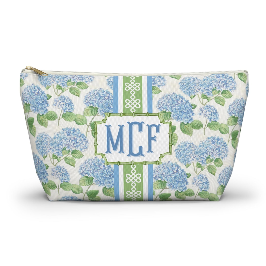 Monogrammed Blue Hydrangea Mahjong Bag: Chinoiserie Travel Pouch - Etsy