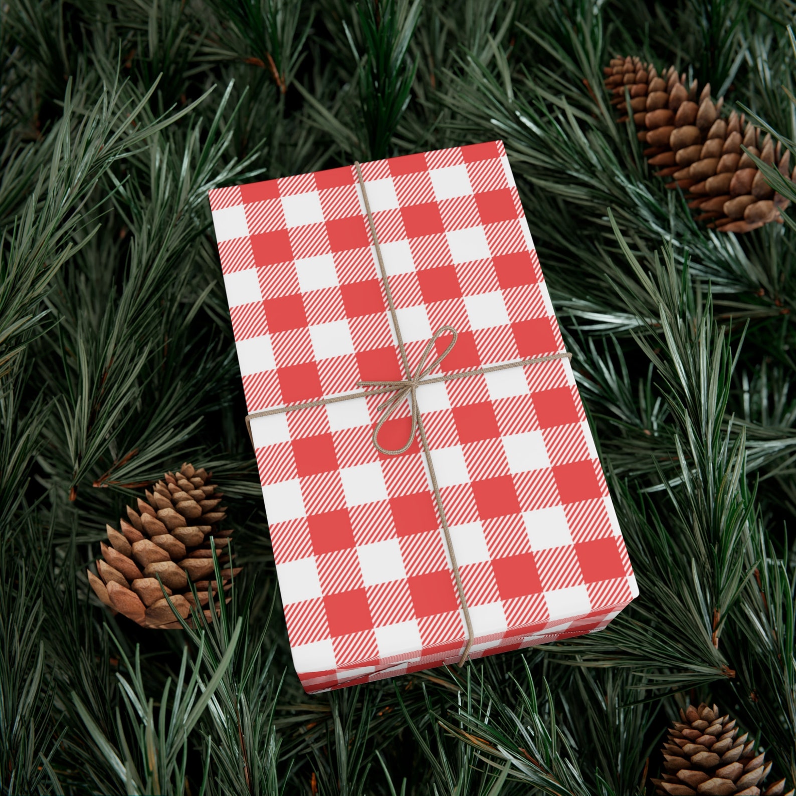 Red Gingham Gift Wrapping Paper - Etsy