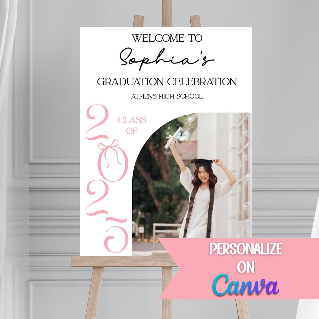 Class of 2025 Graduation Party Welcome Sign Canva Template, Photo ...