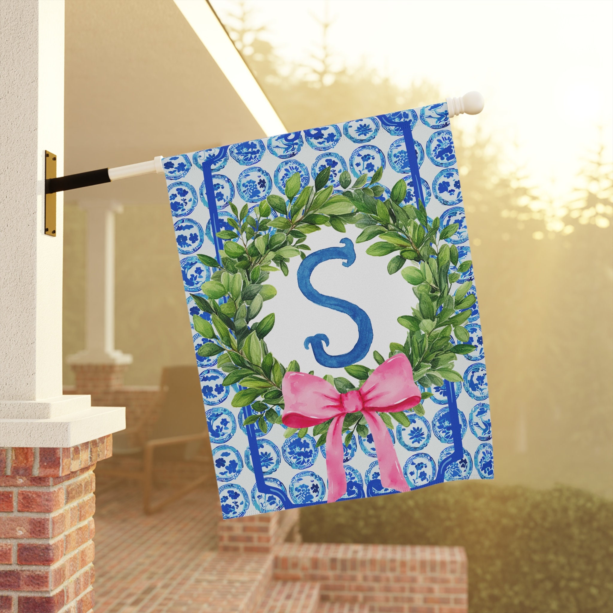 Personalized Flag, Monogram Garden Banner, Custom Decor, Chinoiserie ...