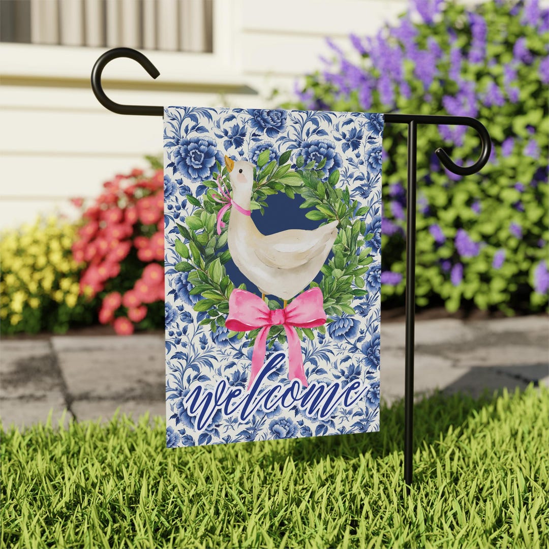 Cute Goose Garden Banner, Chinoiserie Flag, Spring & Summer Door Hanger ...