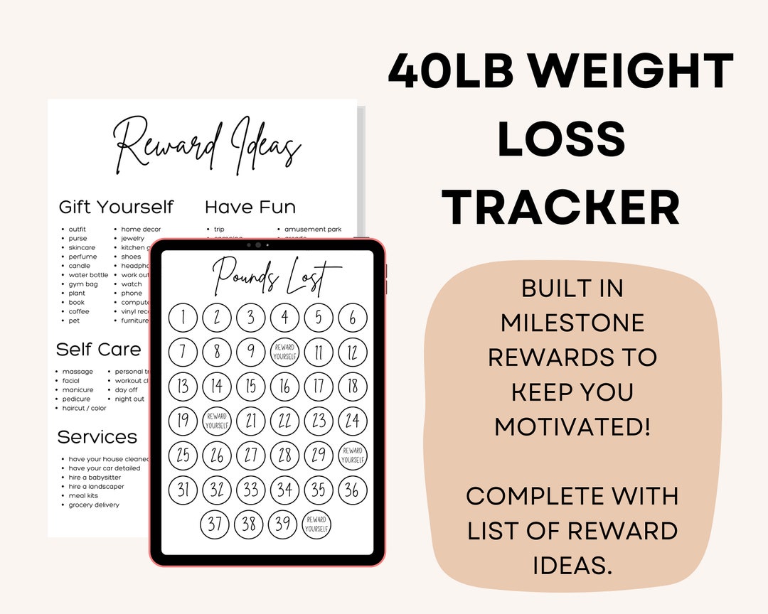 40 Pound Weight Loss Tracker Printable, 40 Lbs, Weight Loss Journal, 40 ...