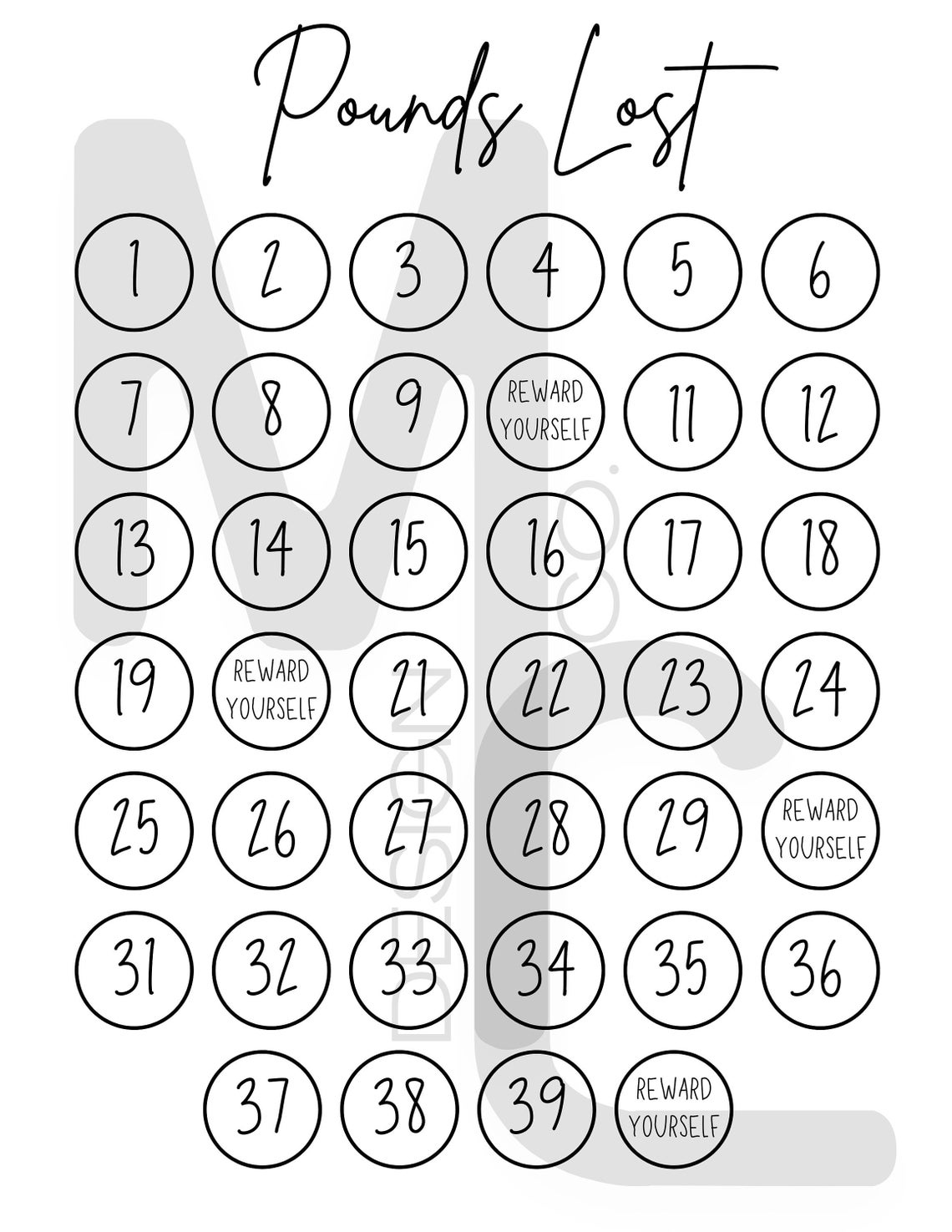 40 Pound Weight Loss Tracker Printable, 40 Lbs, Weight Loss Journal, 40 ...