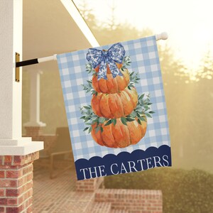 Custom Fall Welcome Flag, Personalized Autumn Garden Flag, Chinoiserie ...