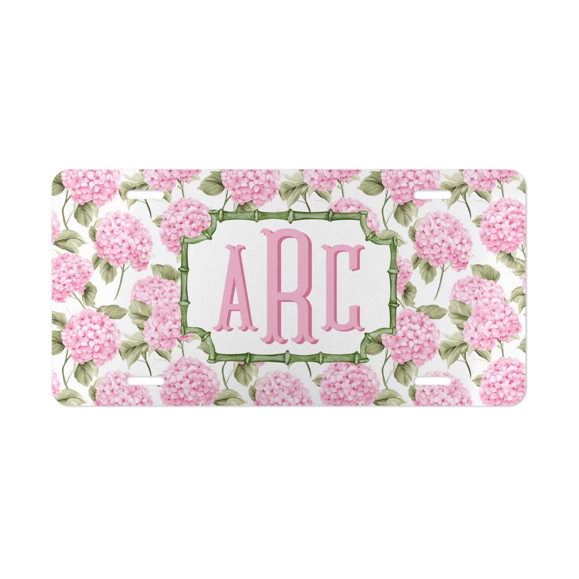Pink Hydrangea Monogram License Plate, Floral Car Decor - Etsy
