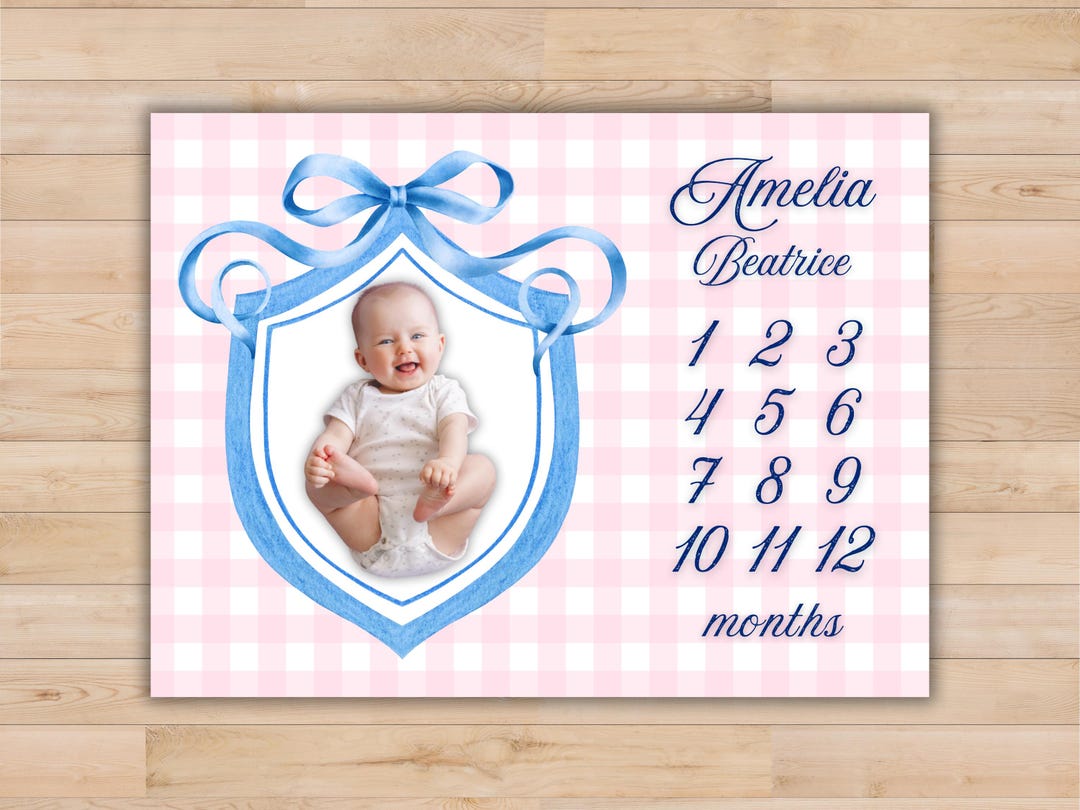 Preppy Milestone Blanket, Chinoiserie Nursery Decor, Grandmillennial ...