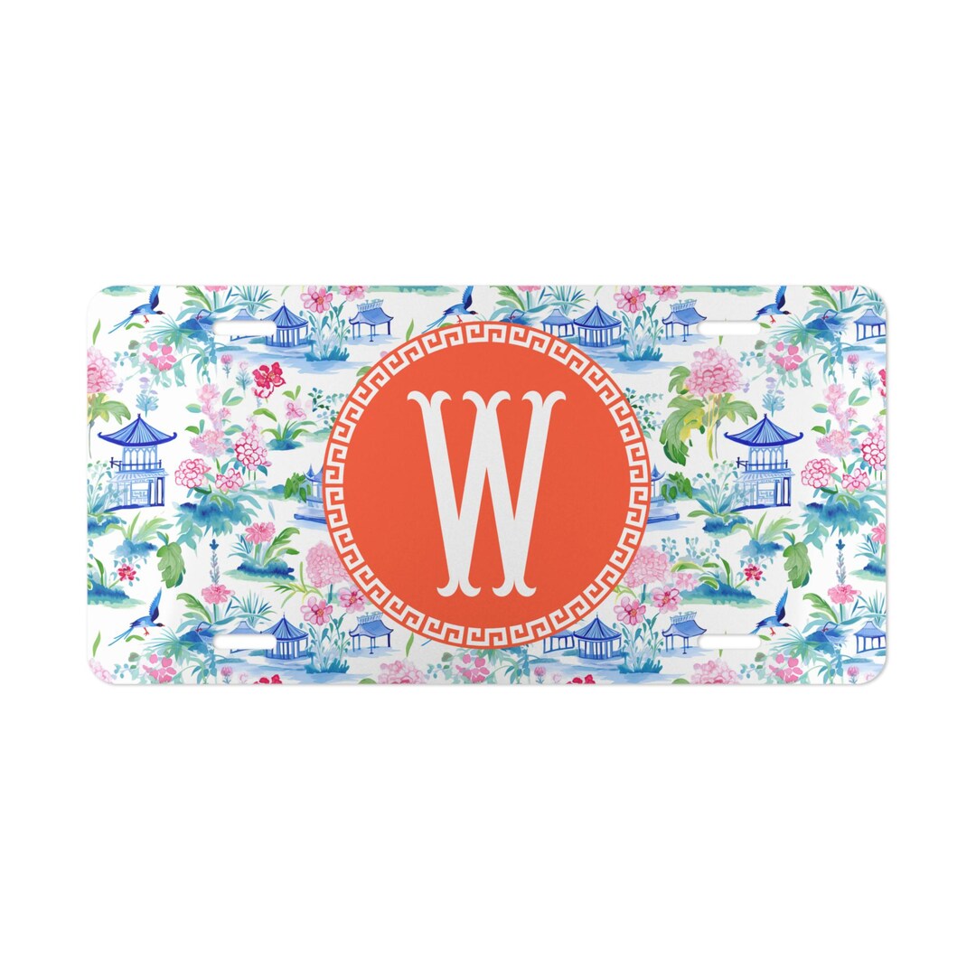 Custom Chinoiserie License Plate, Preppy Monogram Car Decor - Etsy