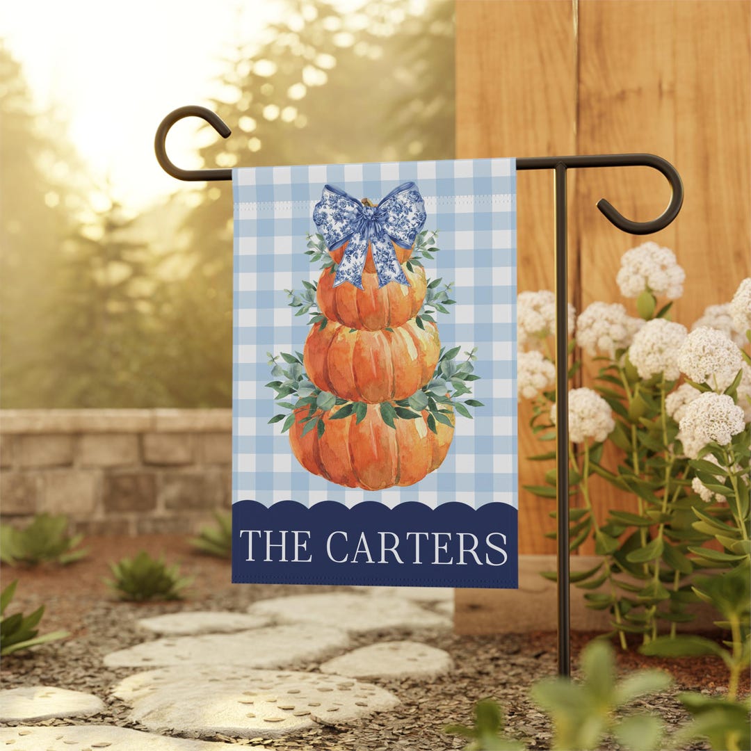 Custom Fall Welcome Flag, Personalized Autumn Garden Flag, Chinoiserie ...