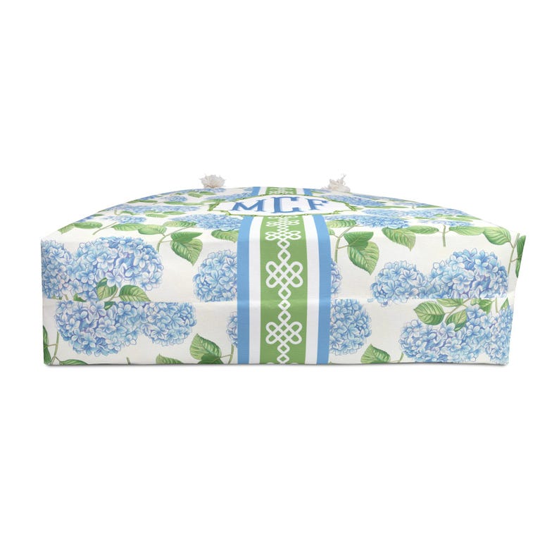 Blue Hydrangea Mahjong Tote: Personalized Floral Monogram Bag - Etsy