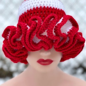 Holiday Colors Crochet Ruffle Hat - Etsy